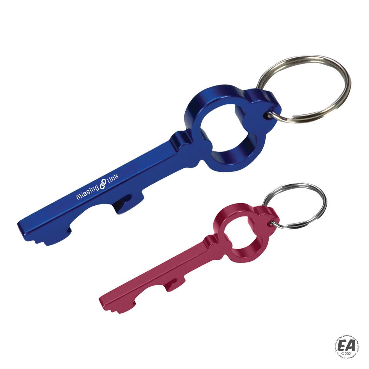 Branded Key Shape Bottle Opener Engraved Key Ring | Promotional Bottle ...