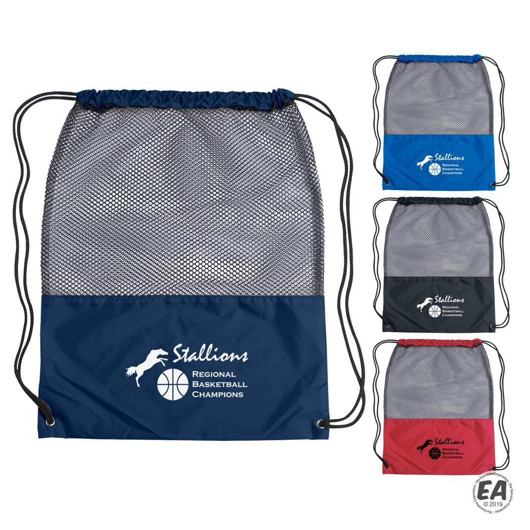 Branded Mesh Sports Drawstring Backpack 14x18 | Promotional Mesh ...