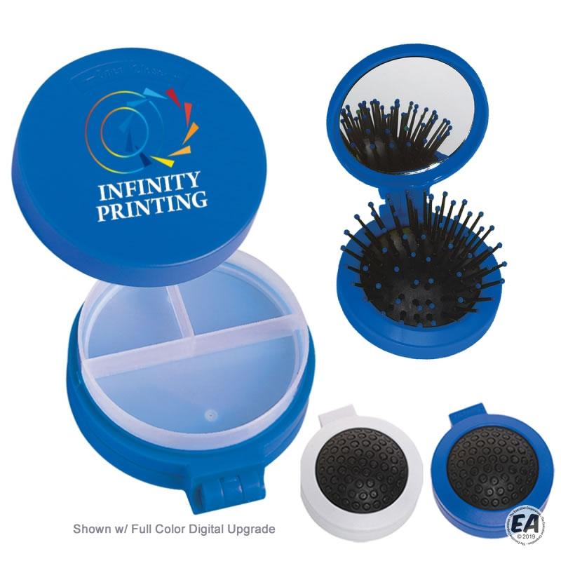 Promotional 3 in 1 Kit - Pill Box, Comb & Mirror Set | Customized ...