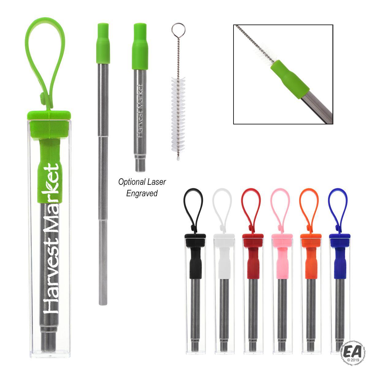 Customized Sip To Go Collapsible Straw Kit | Custom Retractable Straws ...