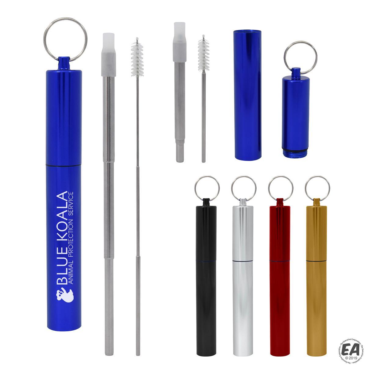 Promotional Telescopic Stainless Steel Straw Kit | Customized ...