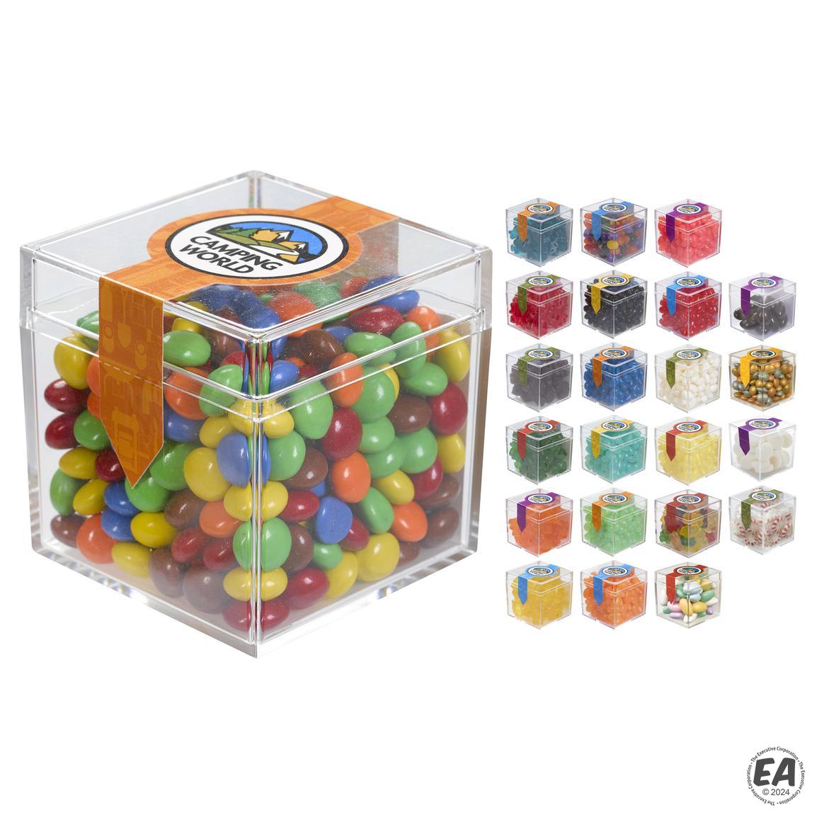 Promotional Cube Shaped Acrylic Container with Candy | Customized ...