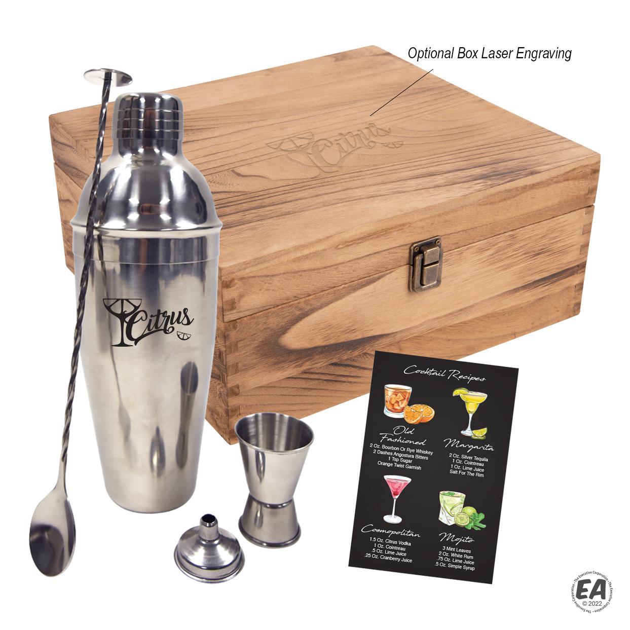 Customized 25 oz. Stainless Steel Cocktail Gift Set | Promotional ...