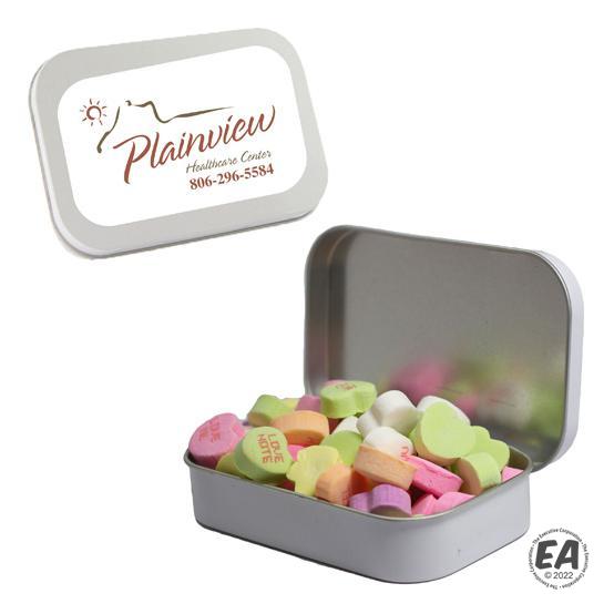 Custom Large Mint Tin with Conversation Hearts | Promotional Mints ...