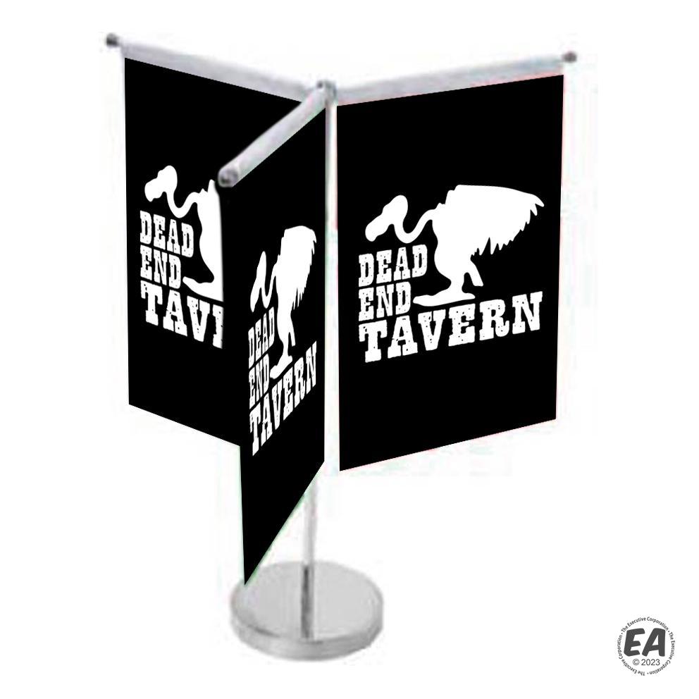 Branded Triple Vertical Style Table Top Flag (Adjustable Height ...
