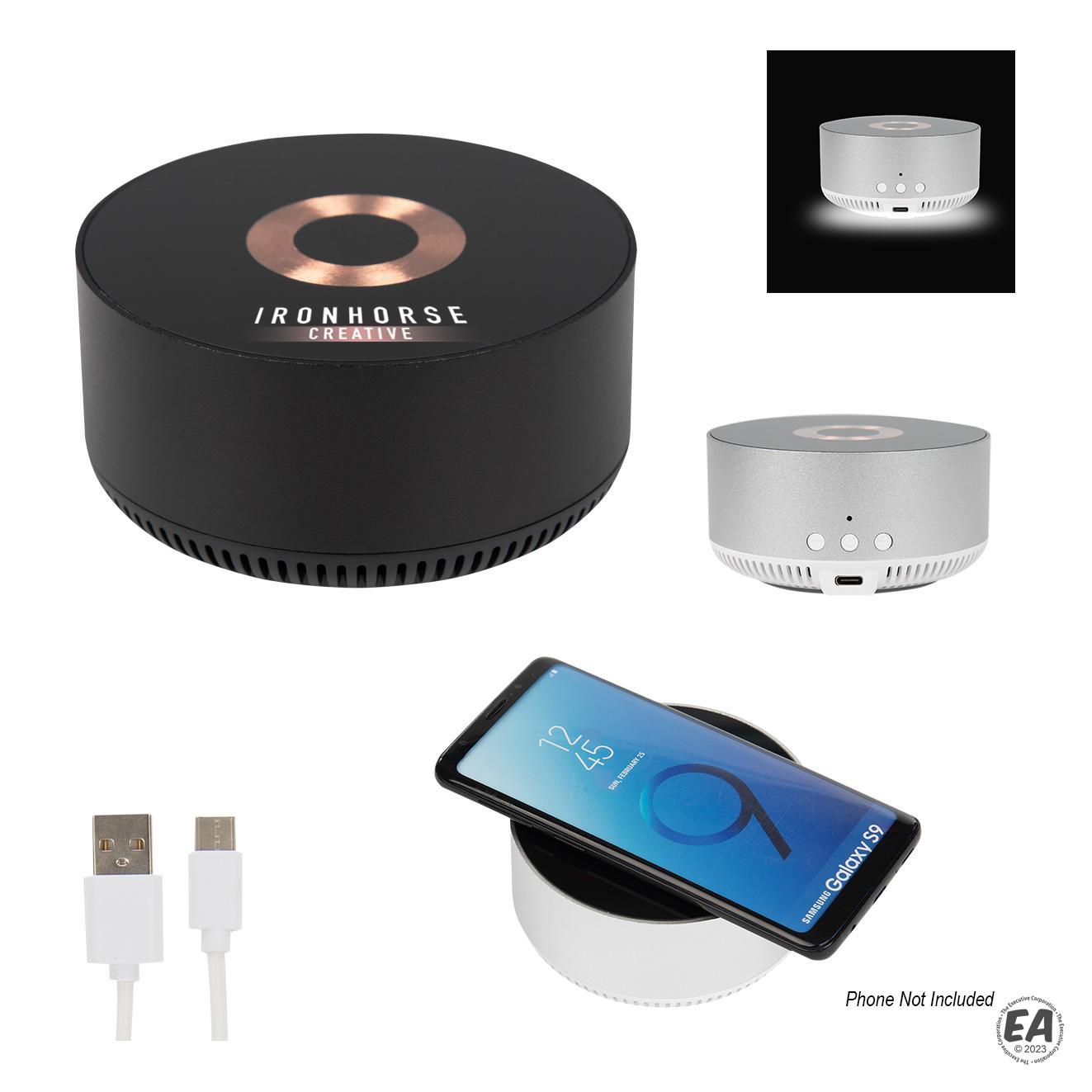 Branded Glass Top Wireless 15W Charger & Speaker | Customized Wireless ...