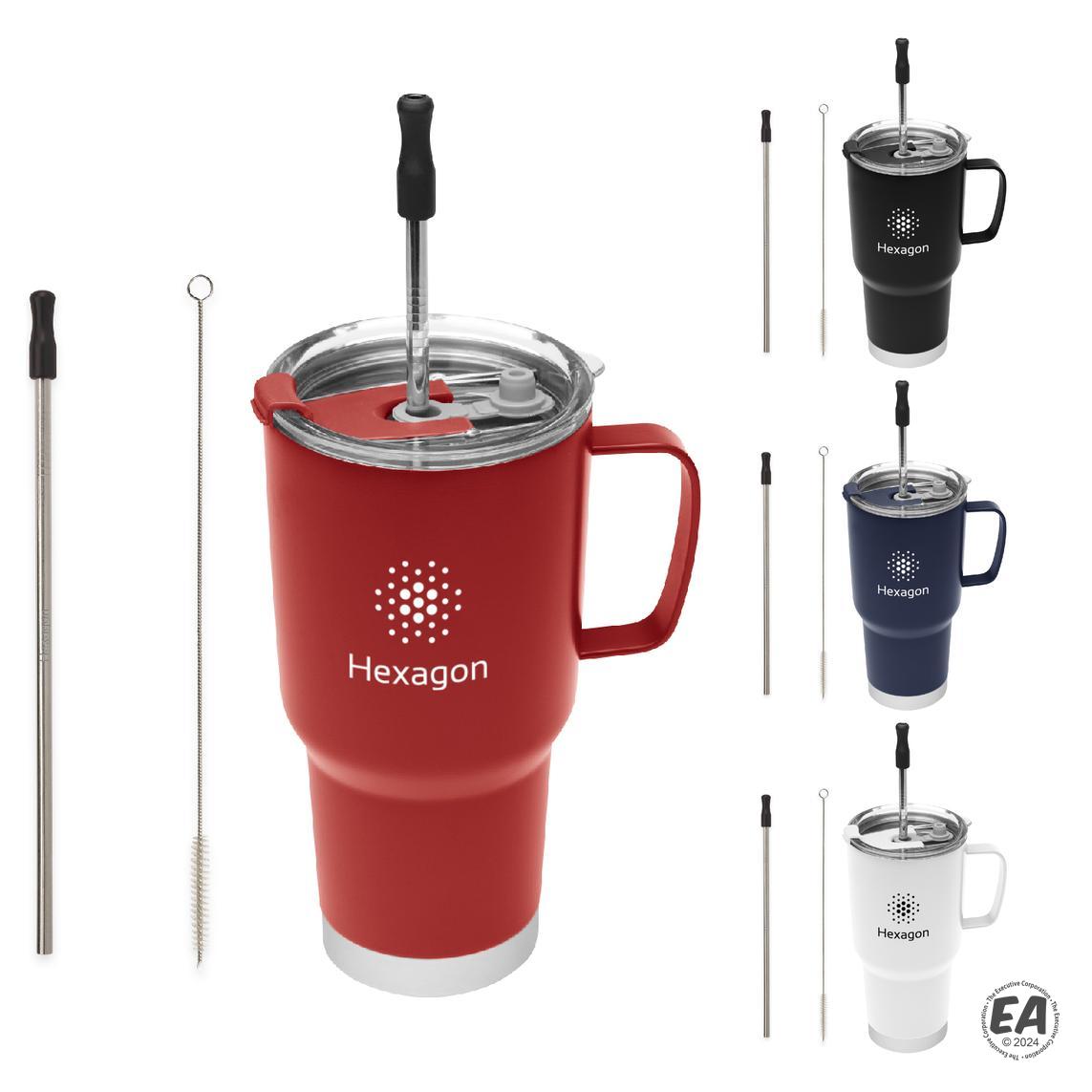 Promotional 20 oz. Fulton Stainless Steel Mug with Straw | Branded ...