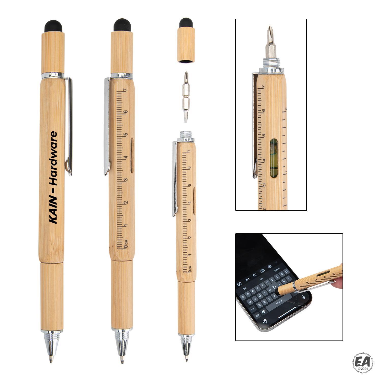 Promotional Bamboo Multi-Function Tool Pen | Customized Tool Pens | Branded Bamboo Multi ...