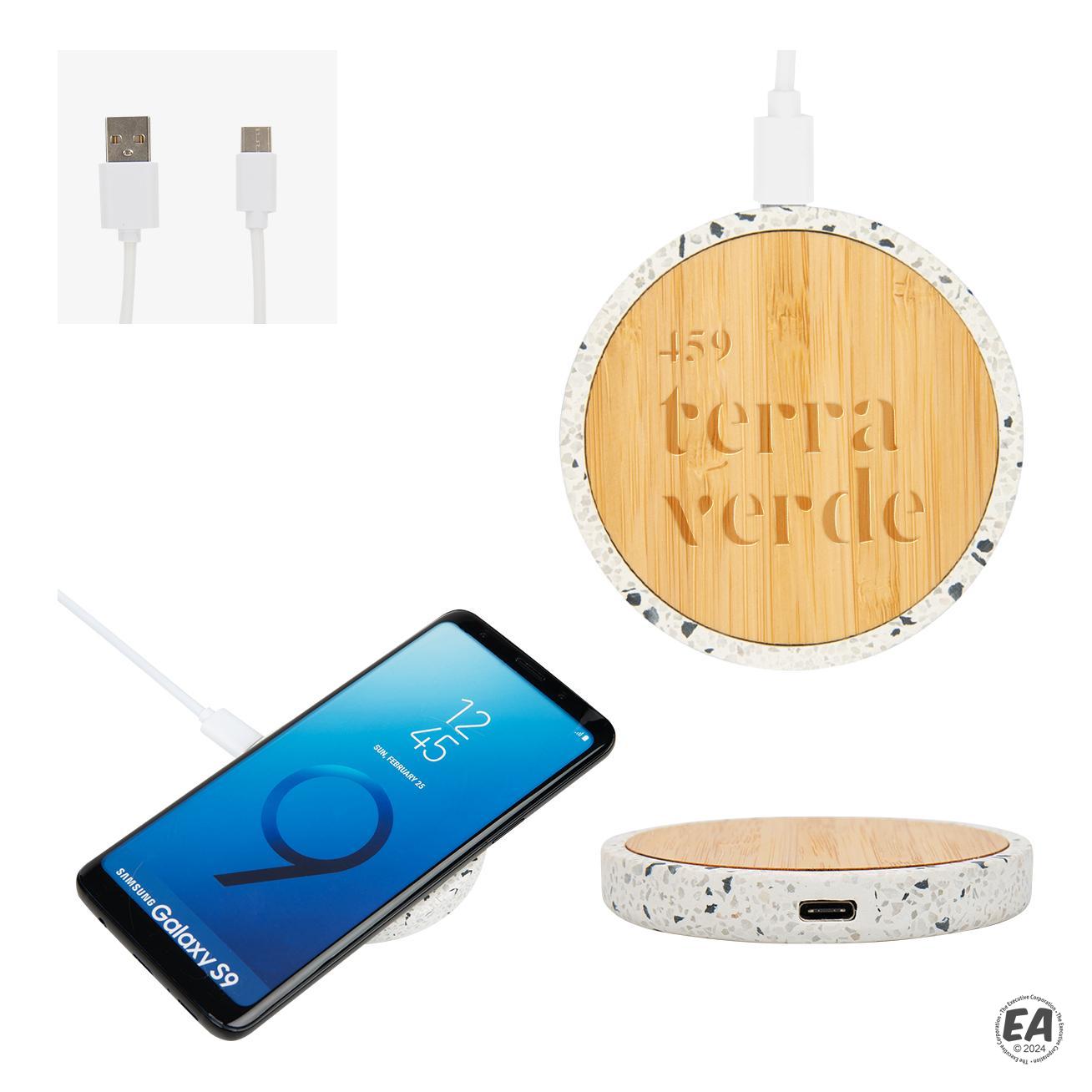 Customized Bamboo & Speckled Wireless Charger | Branded Wireless Phone ...