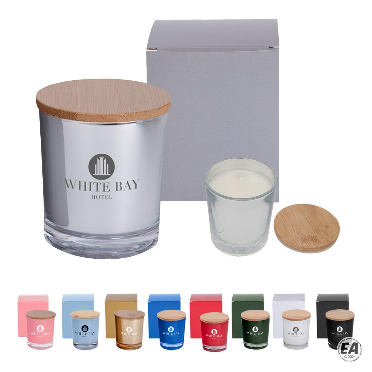 Custom Bamboo Soy Candle with Matching Custom Box | Promotional Candles ...