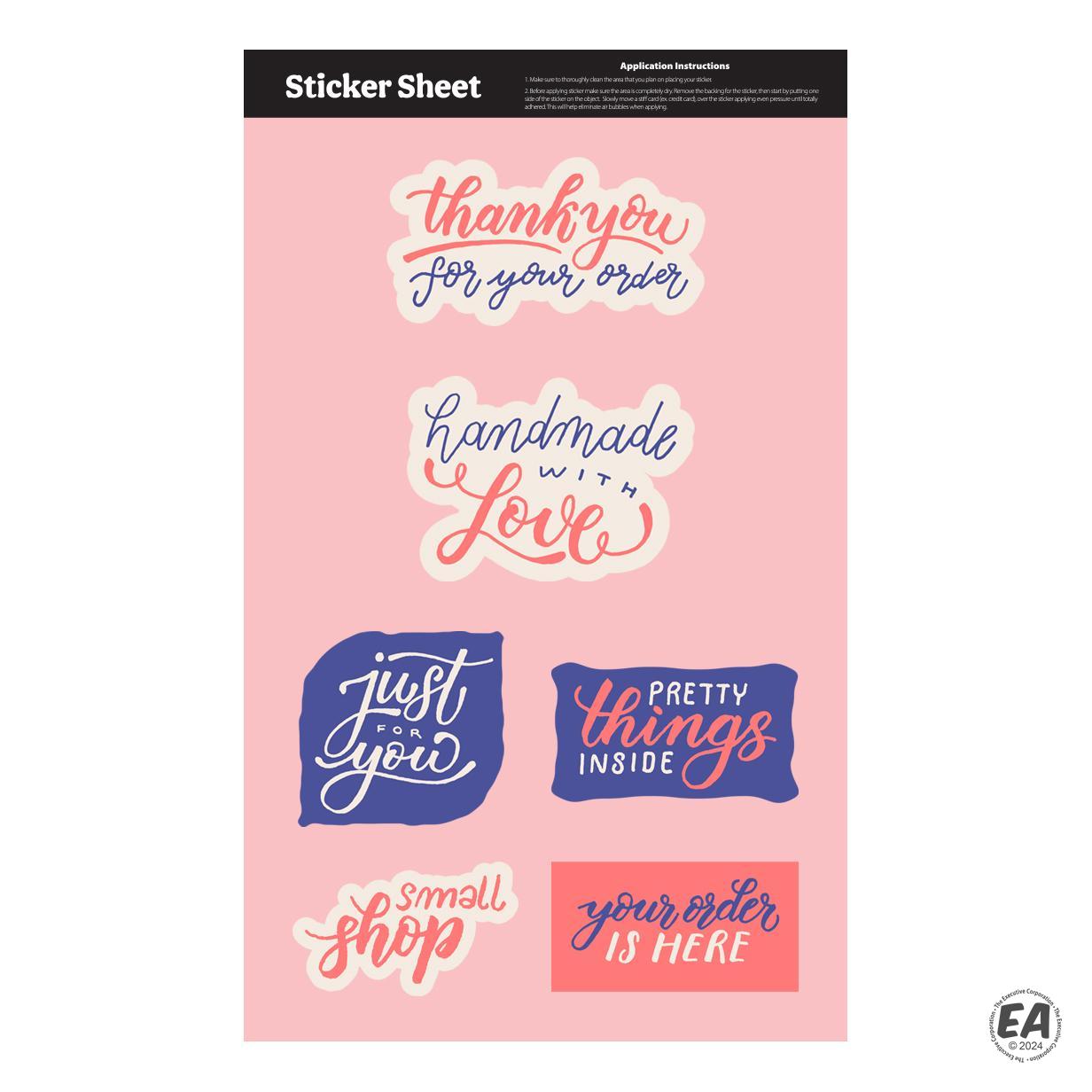 Branded Custom Shapes Sticker Sheet 11.5x7 | Promotional Stock Shape ...