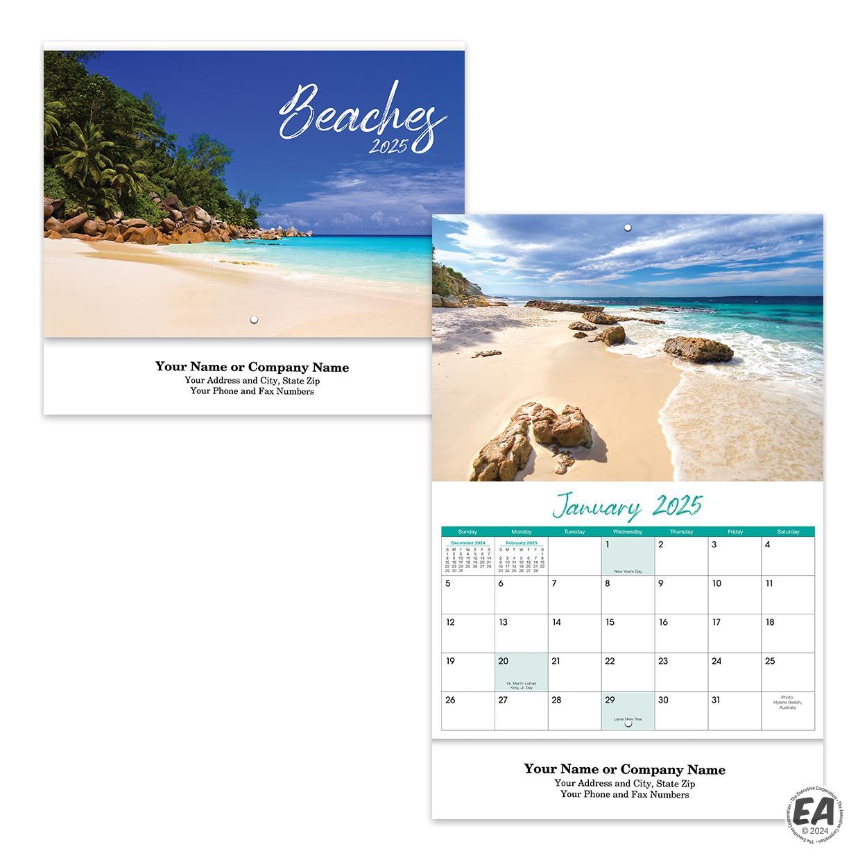 Customized Beaches Stapled Wall Calendar | Promotional Calenders ...