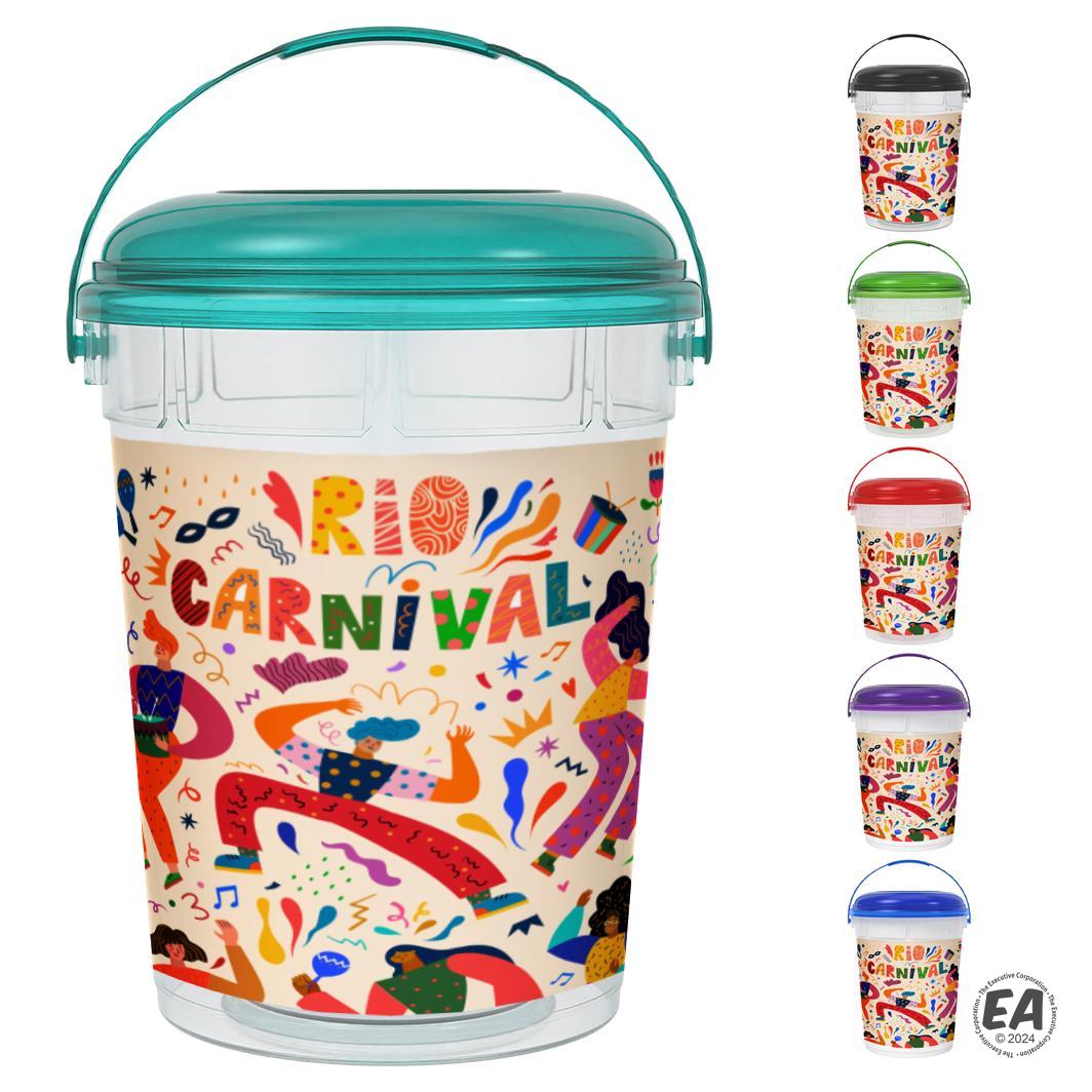 Custom 64 oz Bucket with Handle & Lid | Customized Food Containers ...