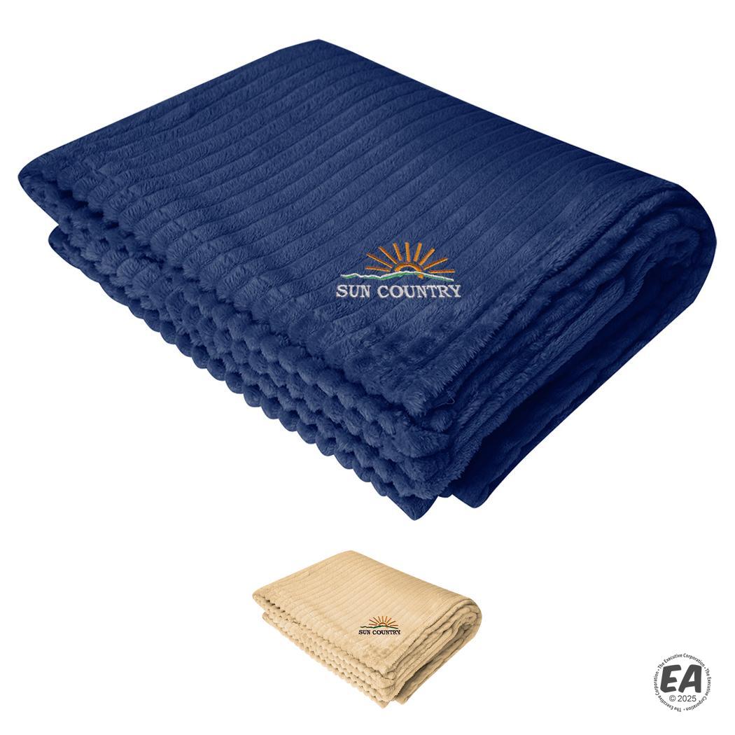 Custom Raleigh Recycled Ribbed Flannel Blanket | Promotional Blankets ...