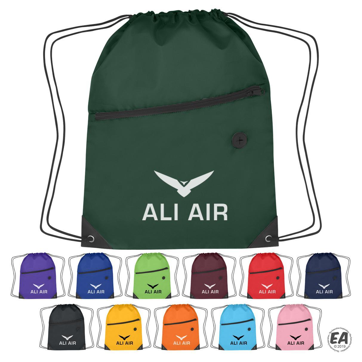 Promotional Fun Style Drawstring Backpack with Zipper 13x18 ...