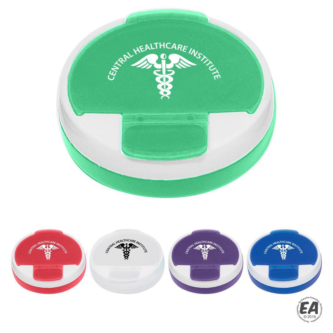 Customized Round Travel Pill Holder | Branded Pill Cases | Custom Round ...