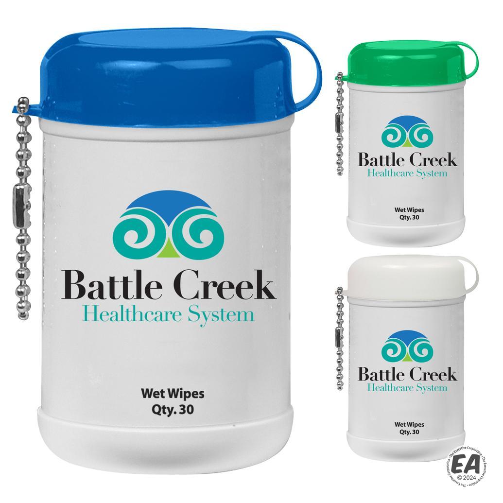 Customized Mini Wet Wipe Canister | Custom Antibacterial Wipes ...