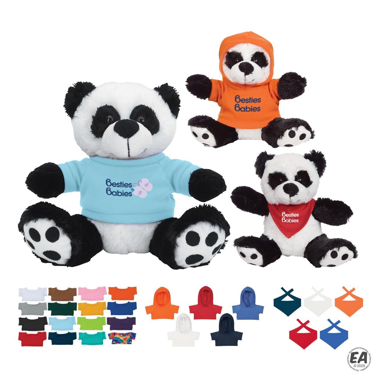 Customized 8-1/2 Plush Big Paw Panda with Shirt | Promotional Stuffed ...
