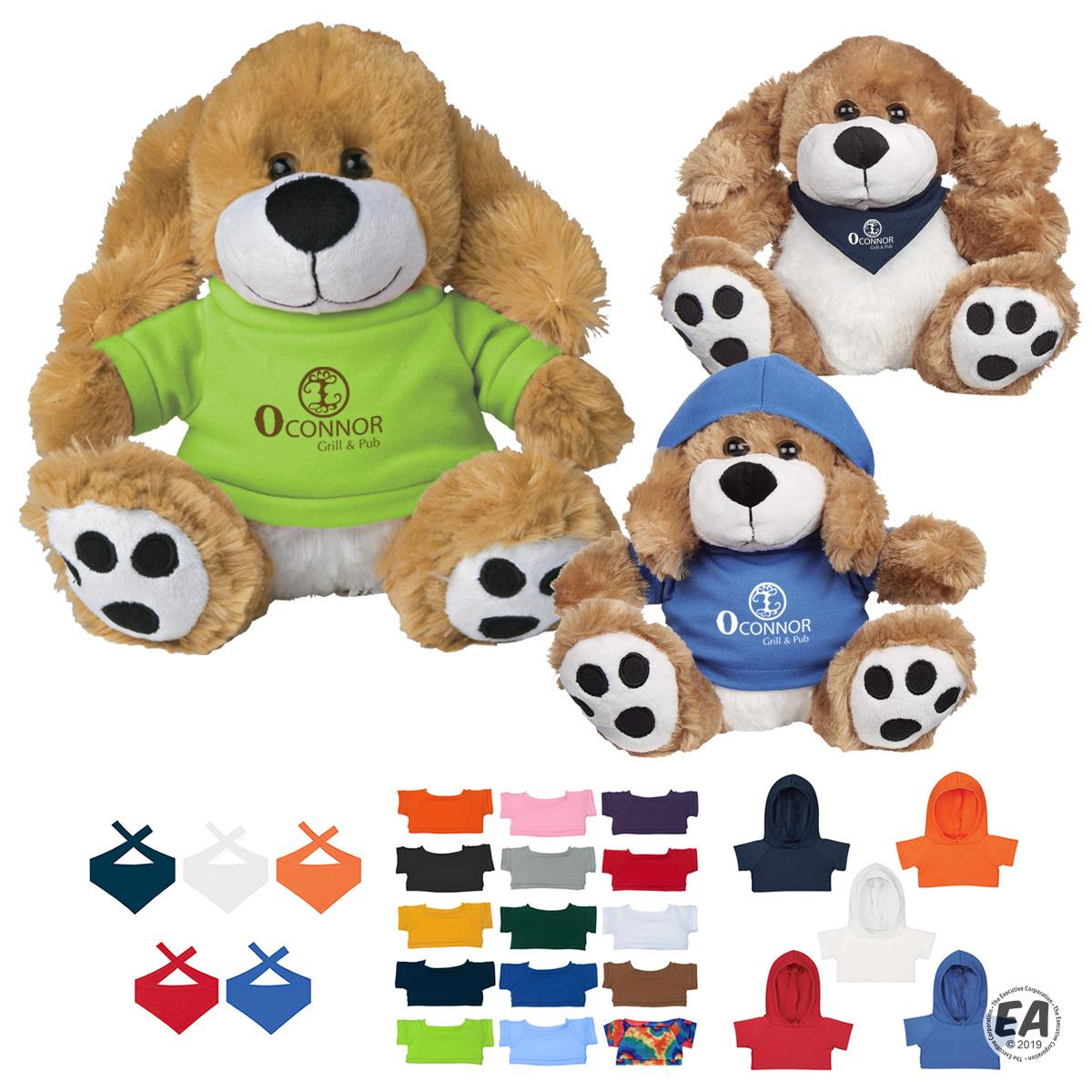 Customized 8-1/2 Plush Big Paw Dog with Shirt | Promotional Stuffed ...