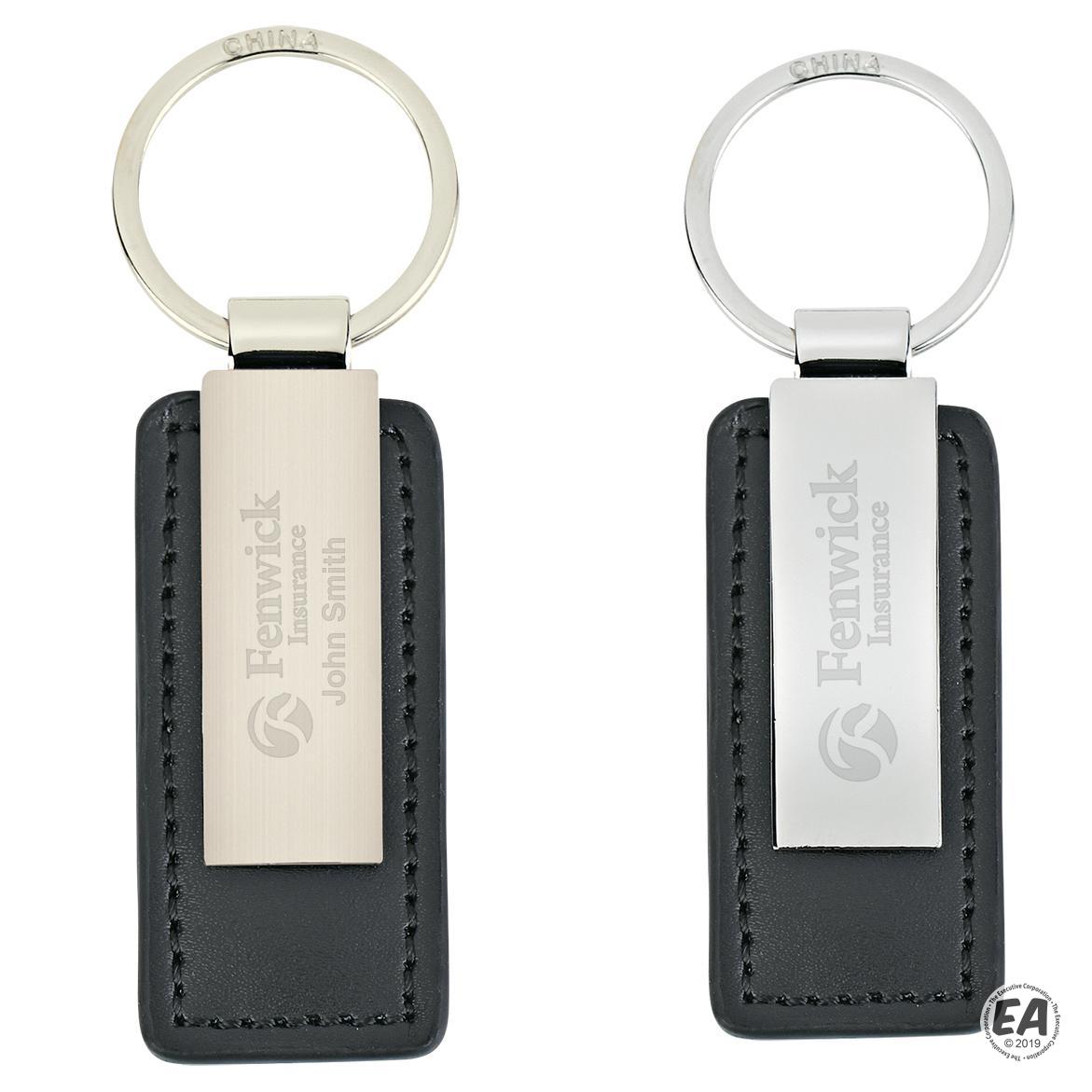 Promotional Silver Accented Leatherette Key Tag | Branded Key Tags ...
