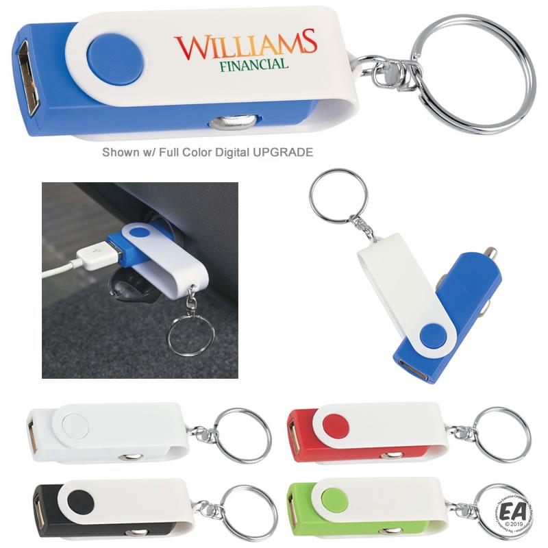 Customized Swivel Car Charger Keychain | Custom Car Chargers ...