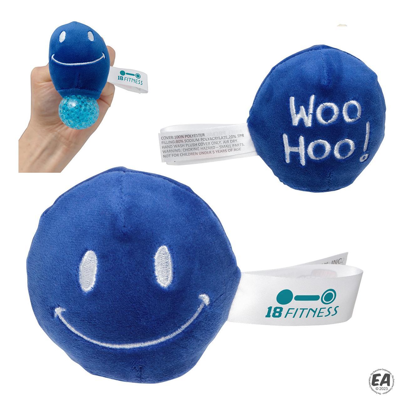 Customized Woo Hoo Blue Smiley Face Stress Buster | Branded Stress ...