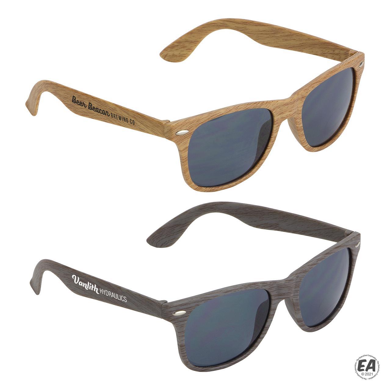 Customized Sebring UV400 Wood Grain Sunglasses | Promotional Sunglasses ...