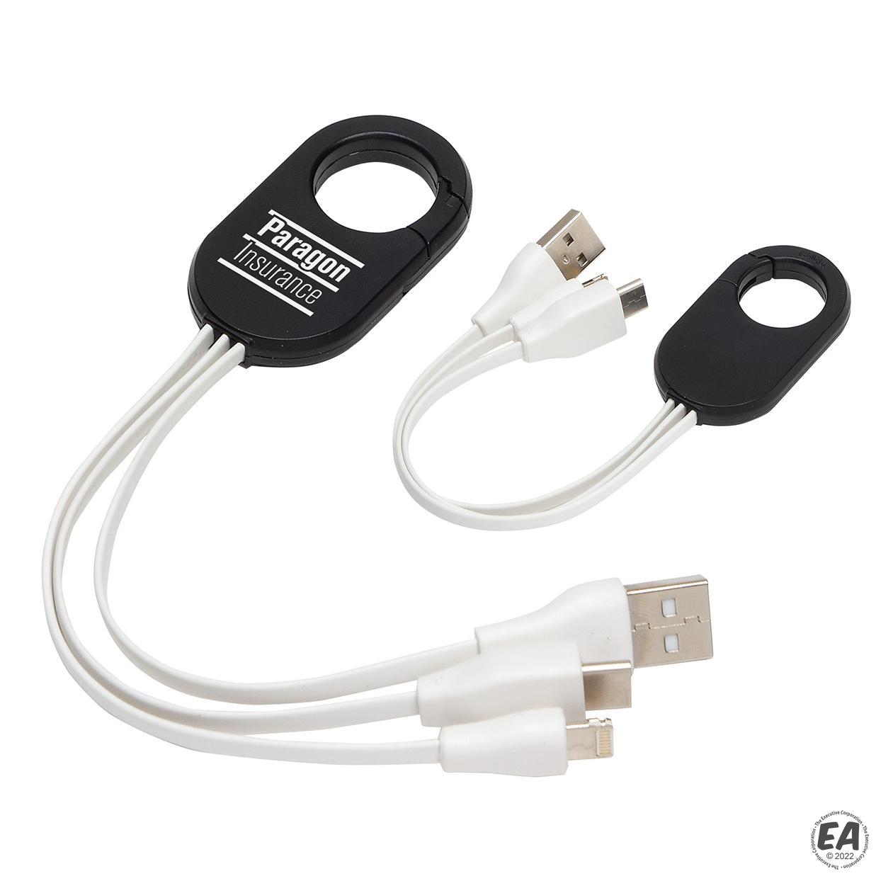 Promotional Triad 3-in-1 Charging Cable with Carabiner Clip | Custom ...