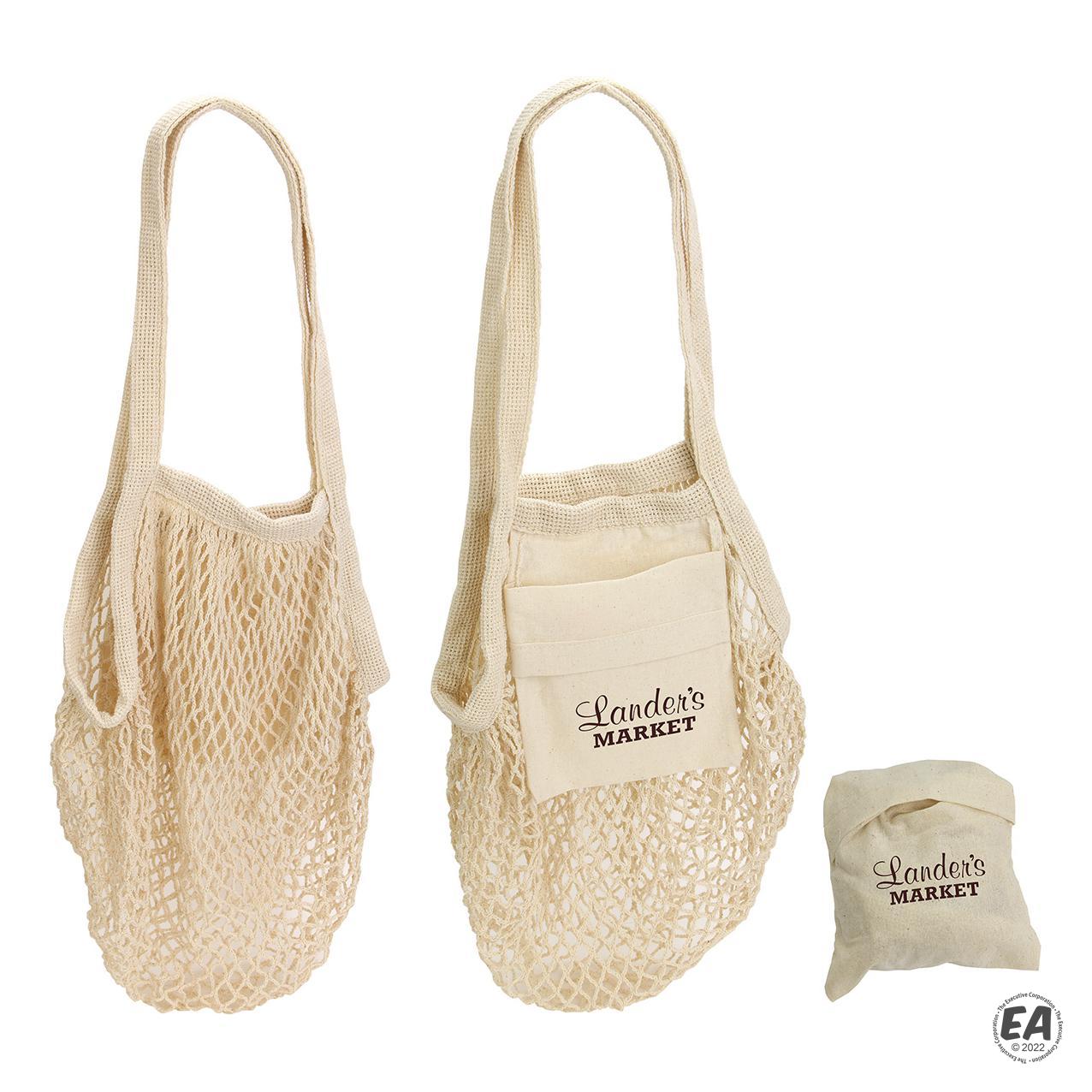Promotional Sonnet Collapsible Cotton Mesh Tote Bag | Customized Mesh ...