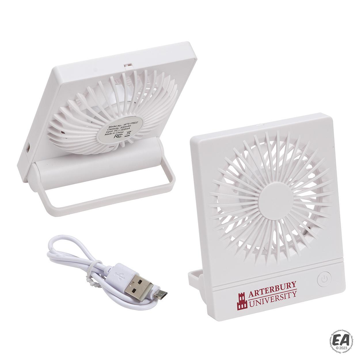 Branded Power Breeze Rechargeable Mini Fan | Promotional Cooling Fans ...