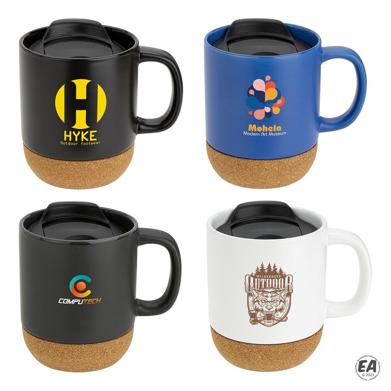 Promotional Balsamo 12 oz Ceramic Mug with Cork Base | Customized ...