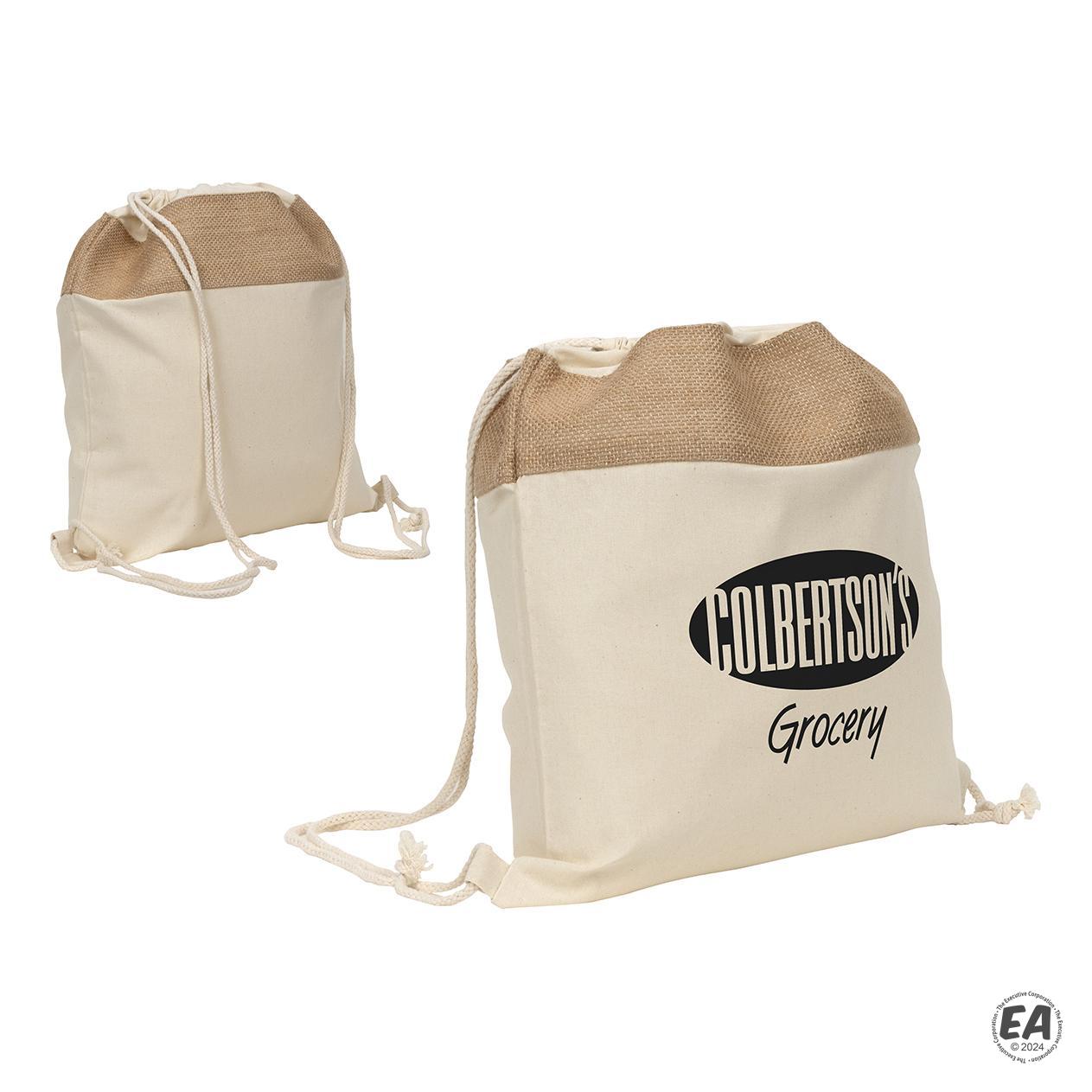 Promotional Savanna Jute & Recycled Cotton Drawstring Backpack | Branded Cooler Bags ...