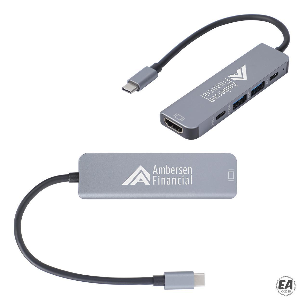 Customized Zing USB-C 5-Port Hub with USB-A, USB-C & HDMI | Promotional ...