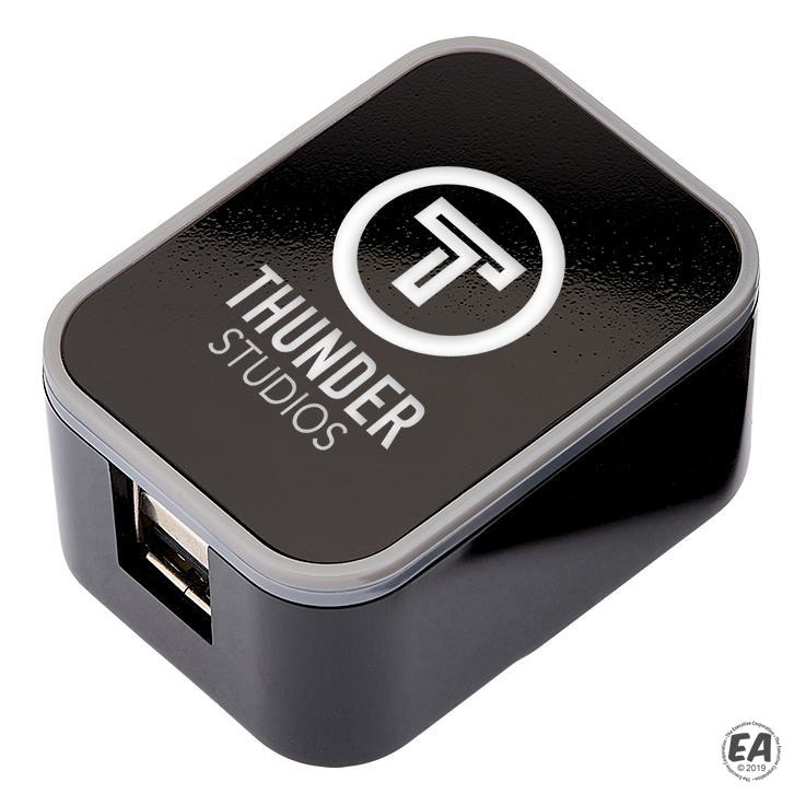 Customized UL Listed Dual USB Glow AC Adapter | Promotional Adapters ...