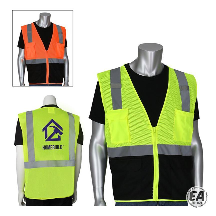 Customized Five Pocket Black Bottom Front Value Mesh Vest | Promotional ...