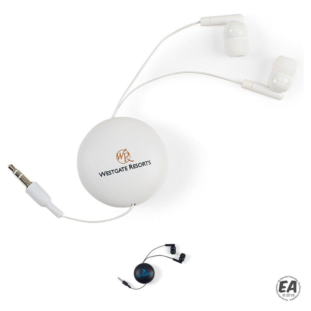 Promotional Retractable Wired Earbuds with Magnet | Branded Earbuds ...