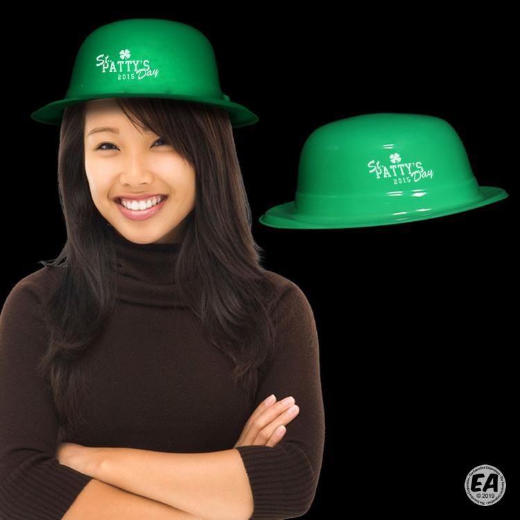 Customized Green Plastic Derby Hat | Promotional Party Accessories ...