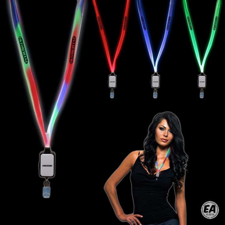 Customized Light-Up LED Lanyard with Badge Clip | Promotional Glow ...