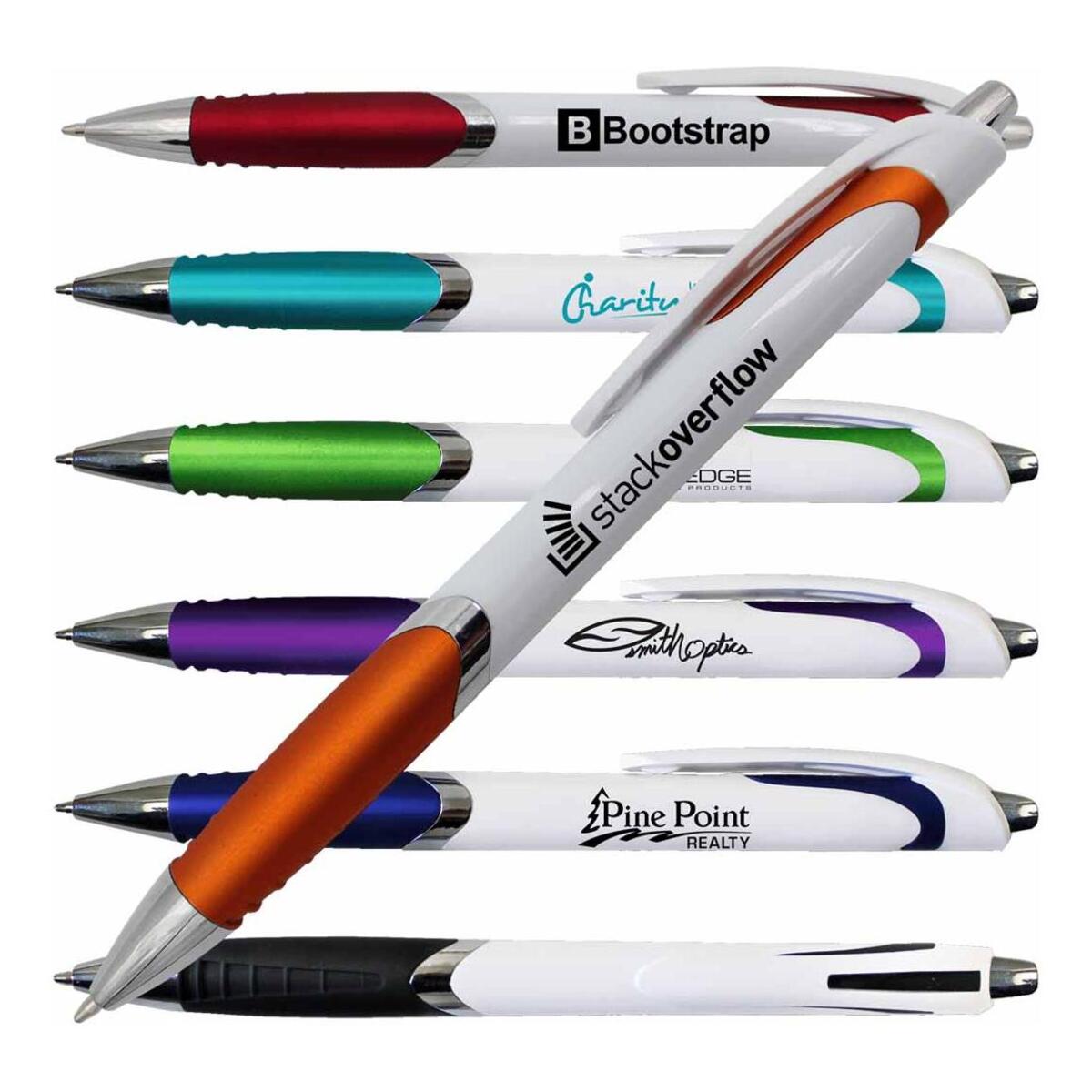 Customized White Crest Grip Pen | Promotional Click Pens | Custom White ...