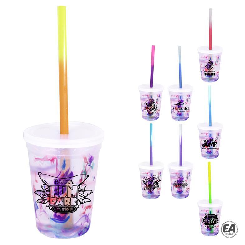 Branded Mood 12 oz. Rainbow Confetti Cup/Straw/Lid Set | Promotional ...