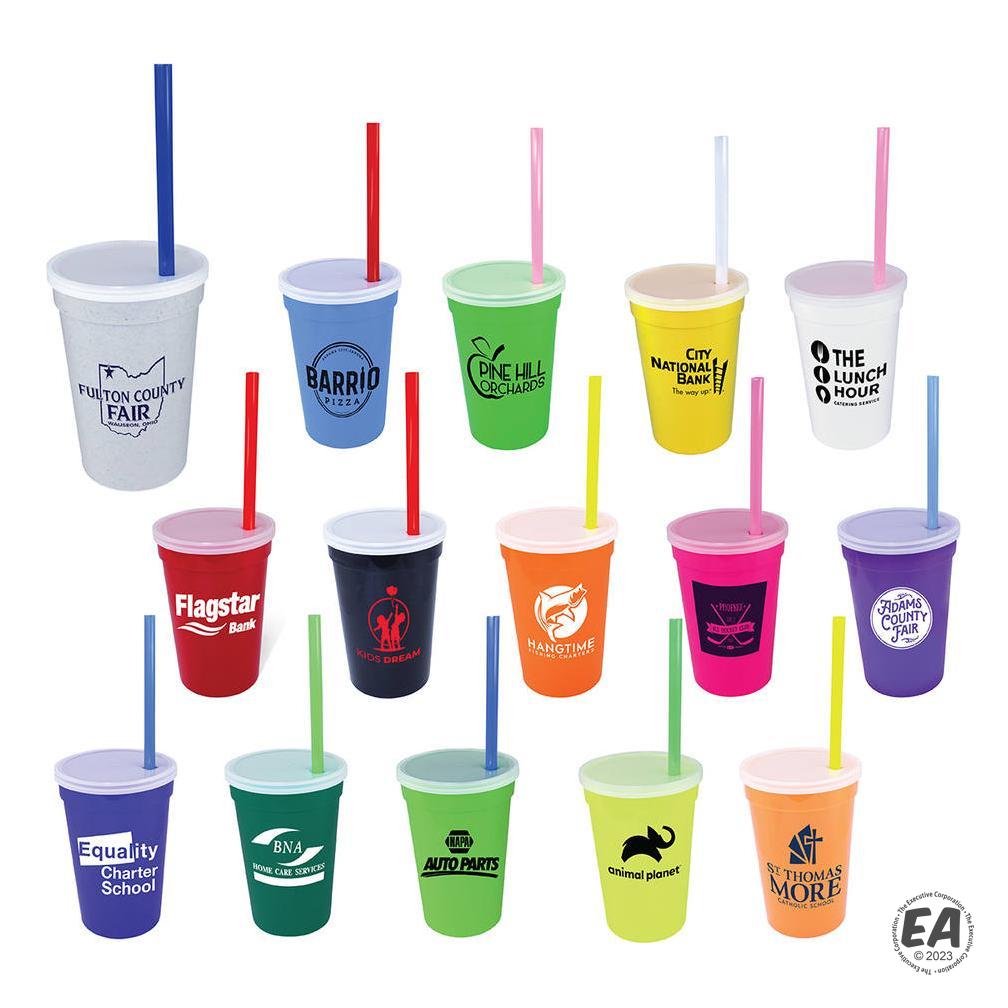 Customized 17 oz. Smooth Cup/Straw/Lid Set | Promotional Plastic Cups ...