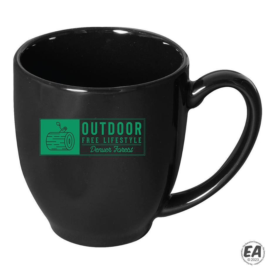 Branded Made in USA 16 oz. Bistro Mug - Black | Promotional Bistro Mugs ...