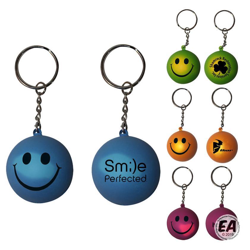 Customized Mood Color Changing Smiley Face Stress Key Chain | Custom ...