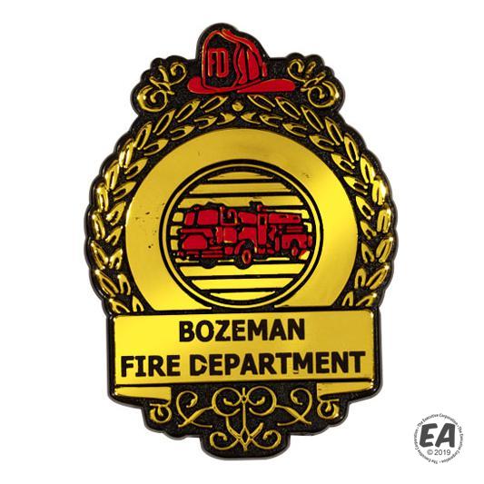 Promotional Shiny Gold Fire Badge | Customized Name Badge Holders ...