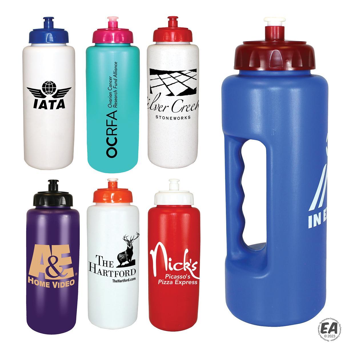 Customized 32 oz. Grip Water Bottle with Push 'n Pull Cap | Promotional ...
