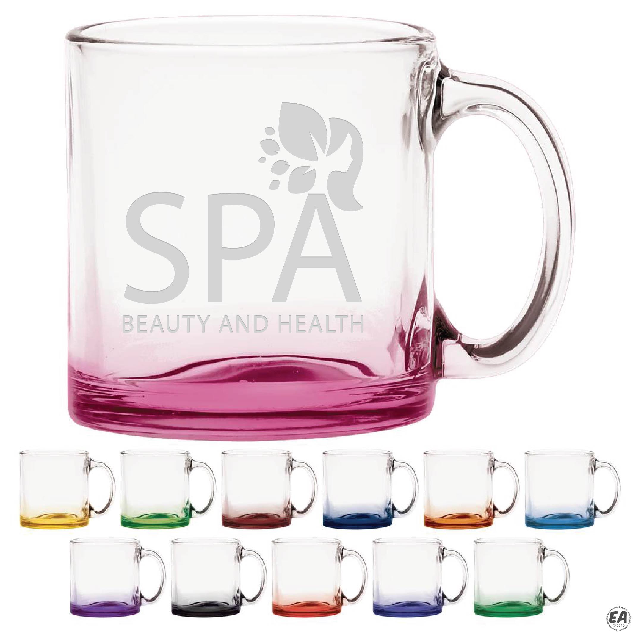 Customized 13 oz. Clear Glass Coffee Mug with Deep Etching with Bottom ...