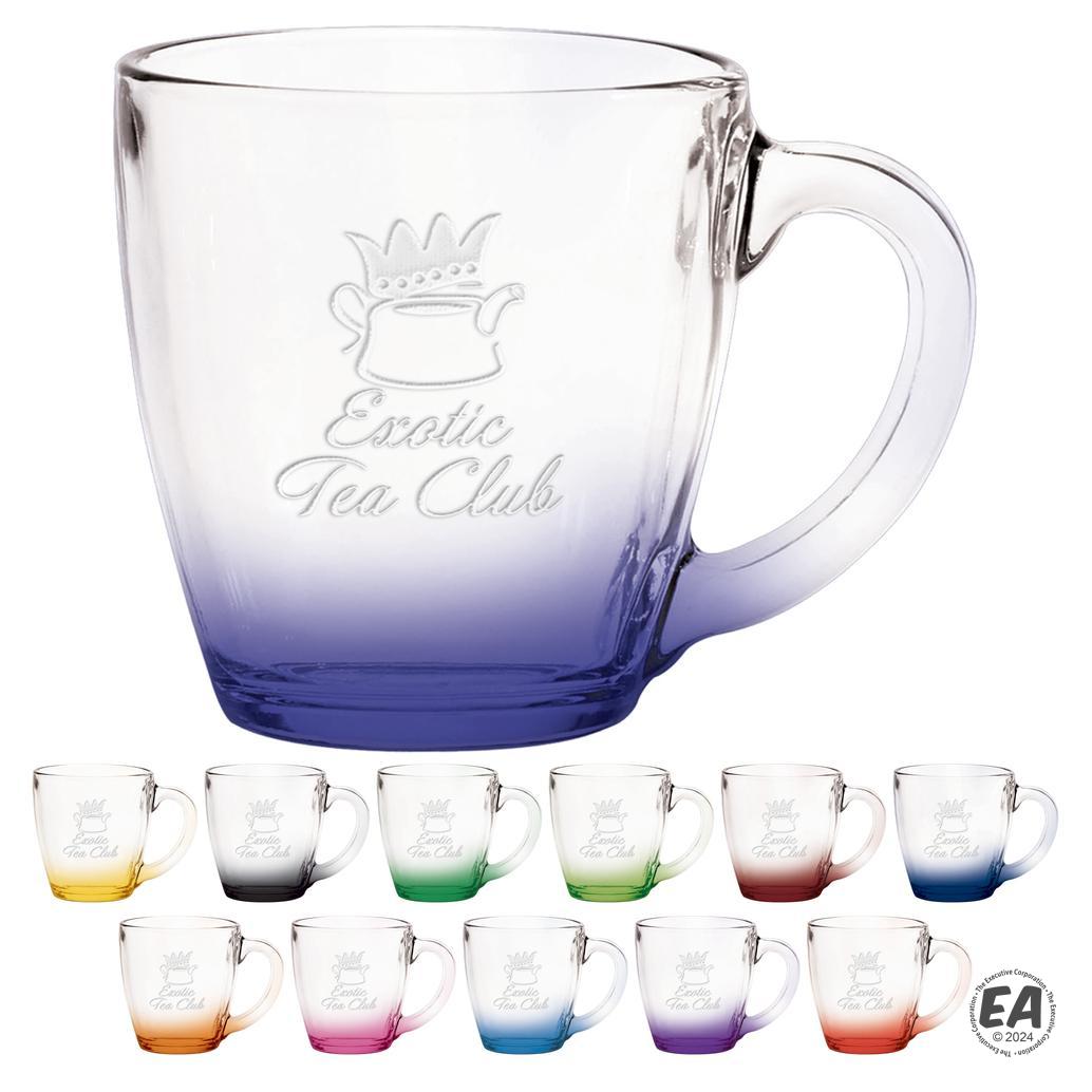 Branded 16 oz. Clear Glass Bistro Coffee Mug with Deep Etching with ...