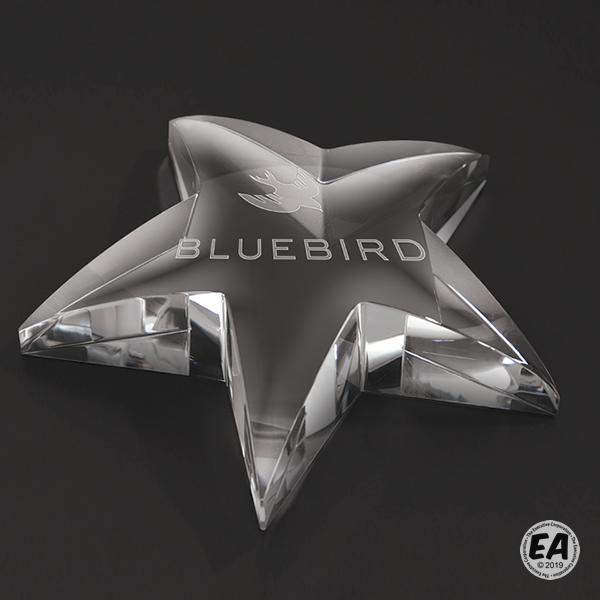 Branded Radiant Etched Star Paperweight | Customized Paper Weights ...