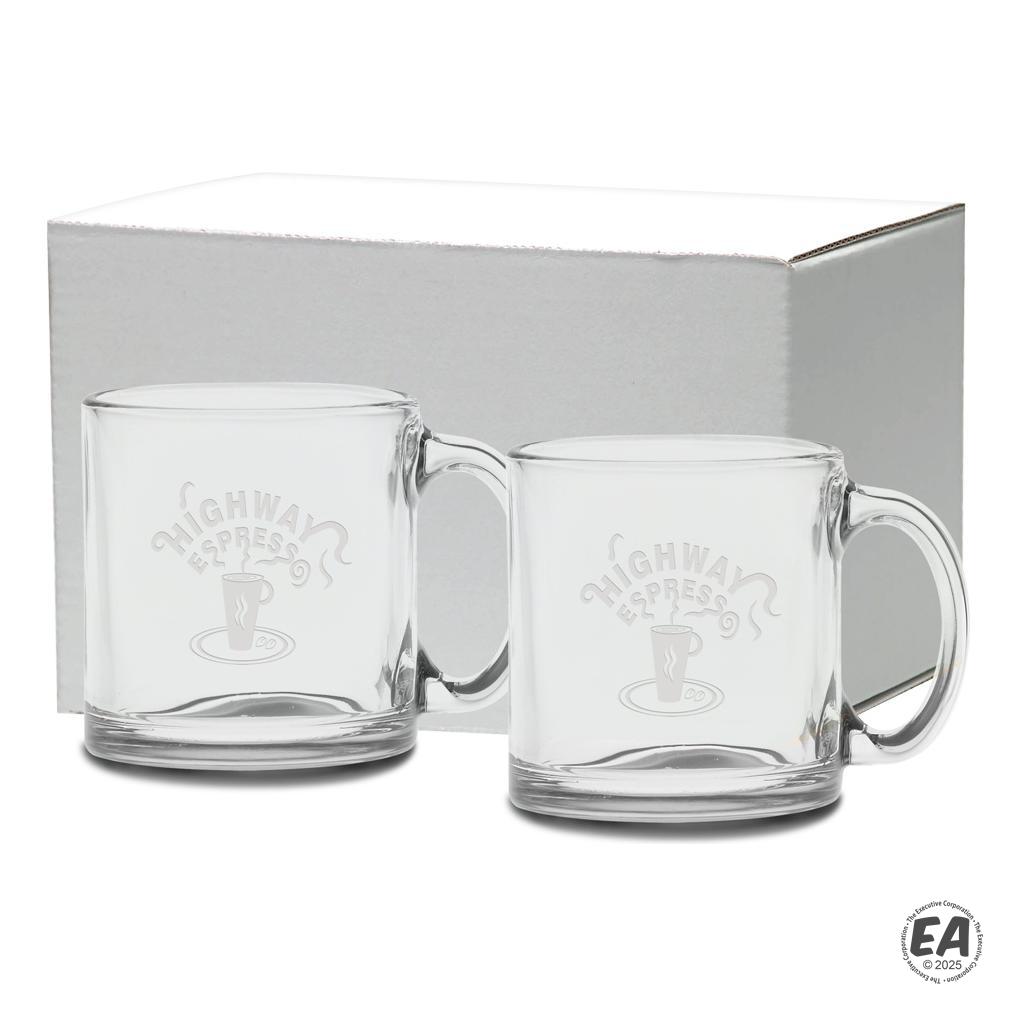 Promotional 13 oz. Clear Glass Coffee Mug Gift Set of 2 with Deep ...