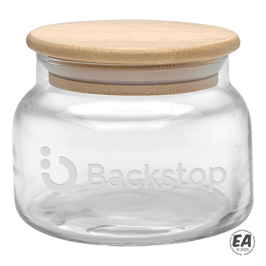 Custom 8 oz. Apothecary Jar with Bamboo Lid with Deep Etching ...